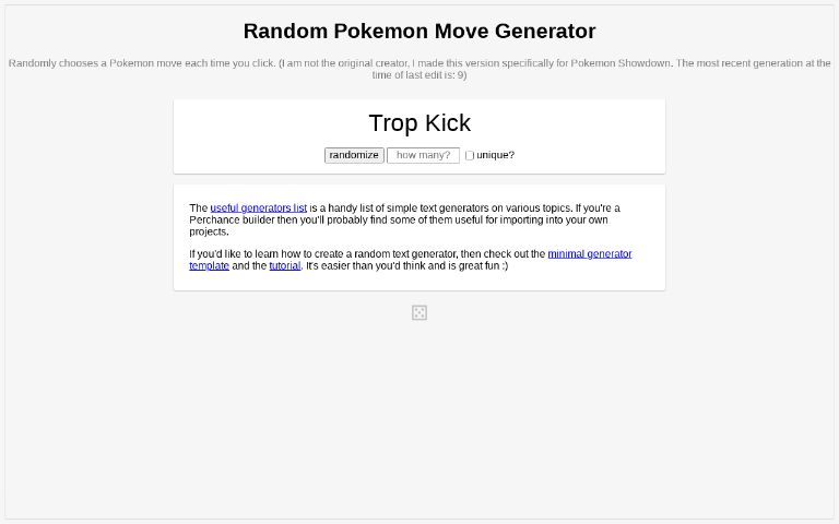 Random Pokemon Move Generator