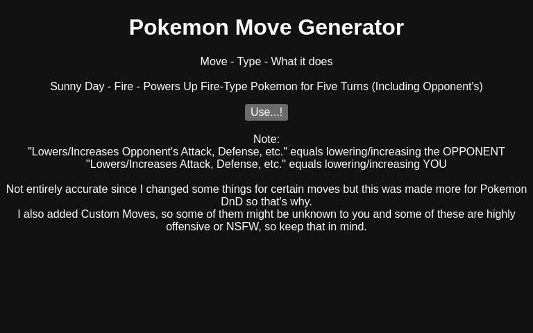 Pokemon Move Generator