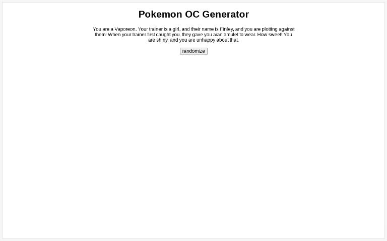 Pokemon OC Generator