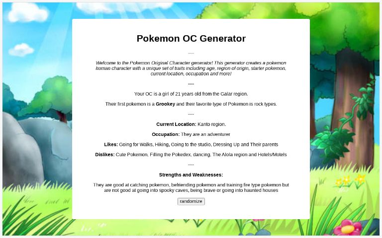Pokemon OC Generator