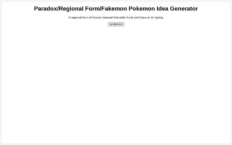 Paradox/Regional Form/Fakemon Pokemon Idea Generator