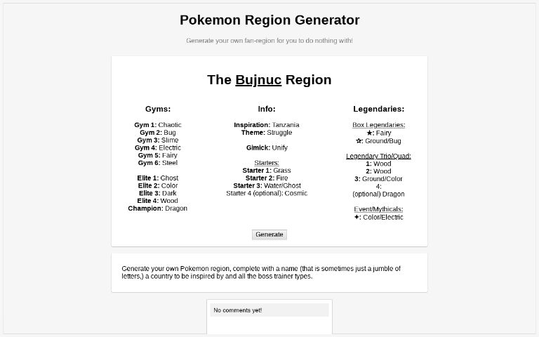 Pokemon Region Generator