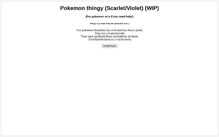 Pokemon thingy (Scarlet/Violet) (WIP) ― Perchance Generator