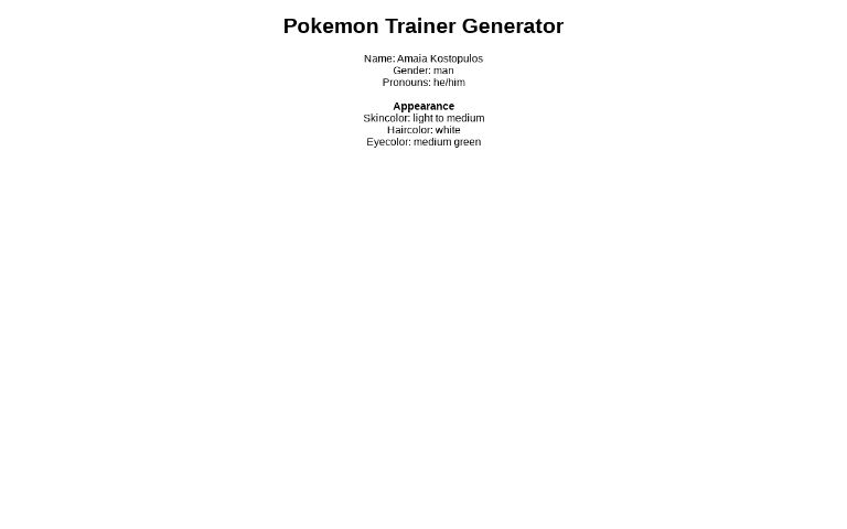 Pokemon Trainer Generator