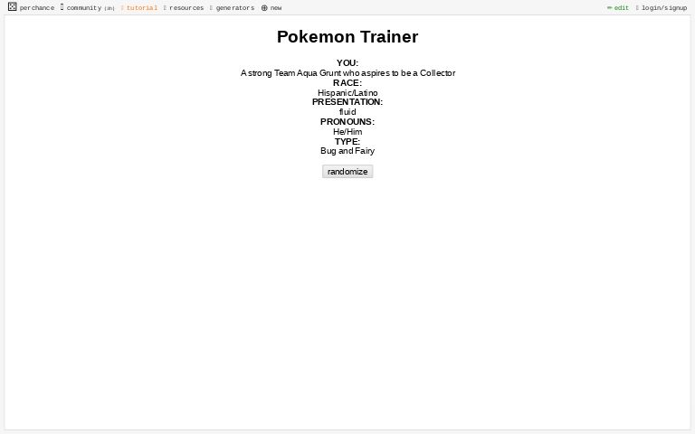 Pokemon Trainer ― Perchance Generator