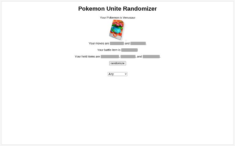 Pokemon Unite Randomizer ― Perchance Generator