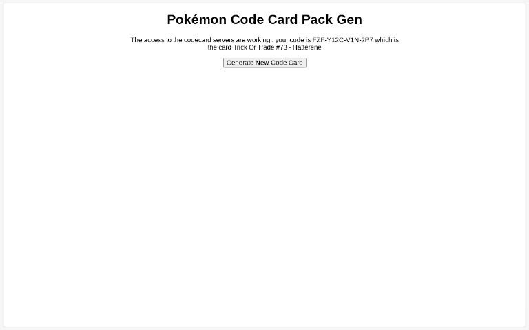 Pokémon Code Card Pack Gen