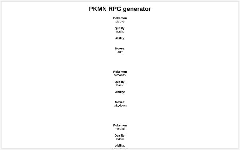 PKMN RPG generator