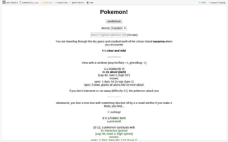 Pokemon! ― Perchance Generator
