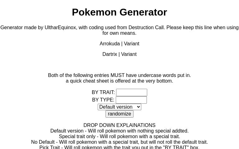 Pokemon Generator