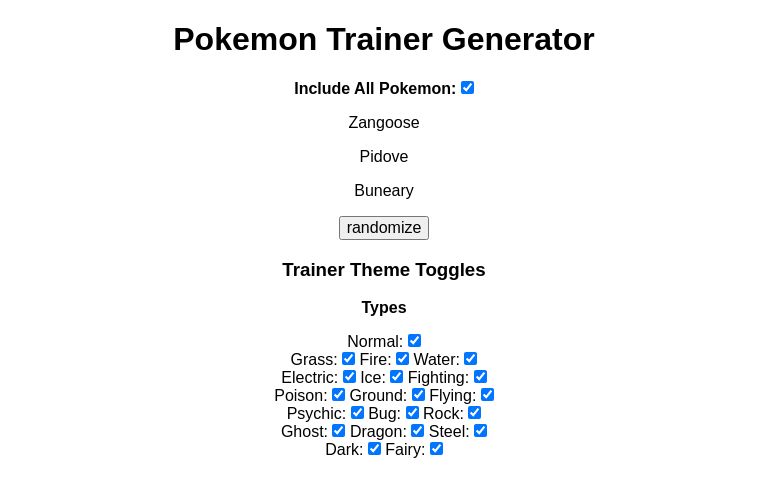 Pokemon Trainer Generator