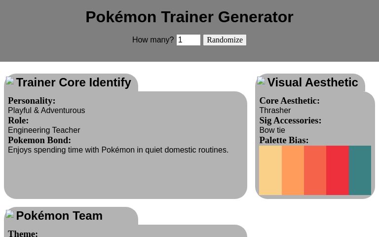 Pokémon Trainer Generator