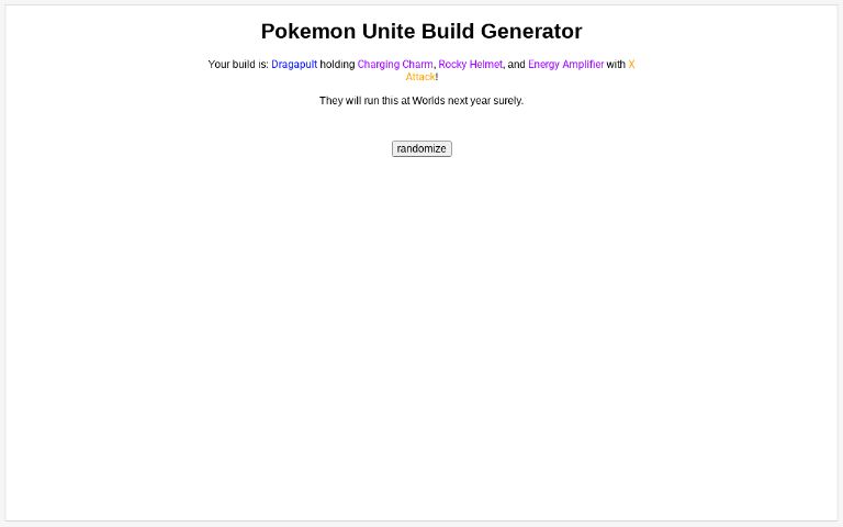Pokemon Unite Build Generator