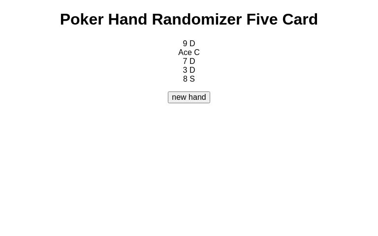 Poker Hand Randomizer Five Card ― Perchance Generator