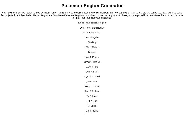 Pokemon Region Generator