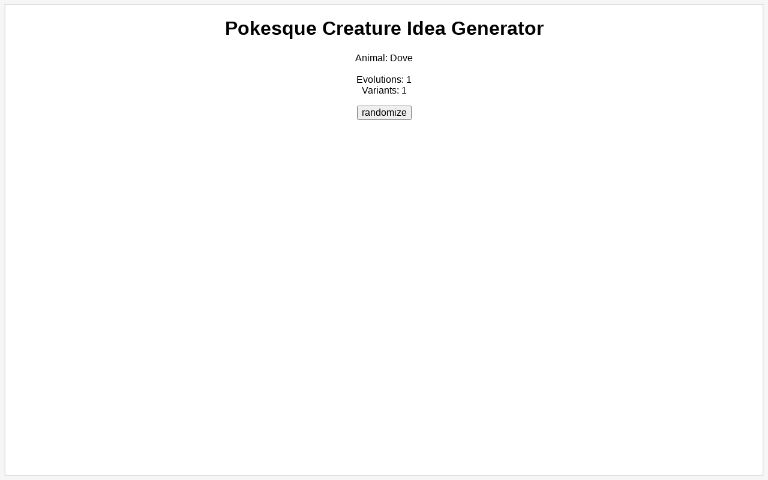 Pokesque Creature Idea Generator