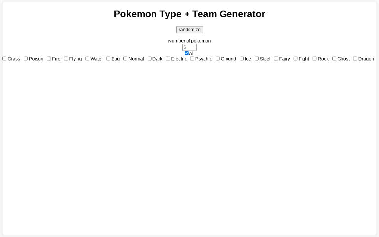 Pokemon Type + Team Generator