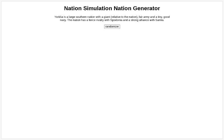 Nation Simulation Nation Generator