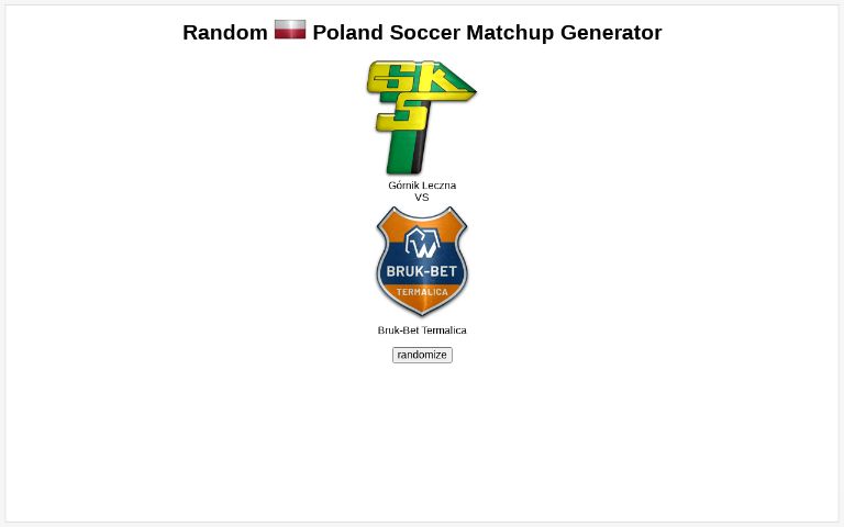 Random Poland Soccer Matchup Generator