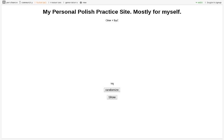My Personal Polish Practice Site. Mostly for myself. ― Perchance Generator