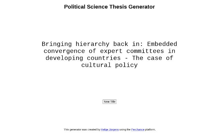 Political Science Thesis Generator