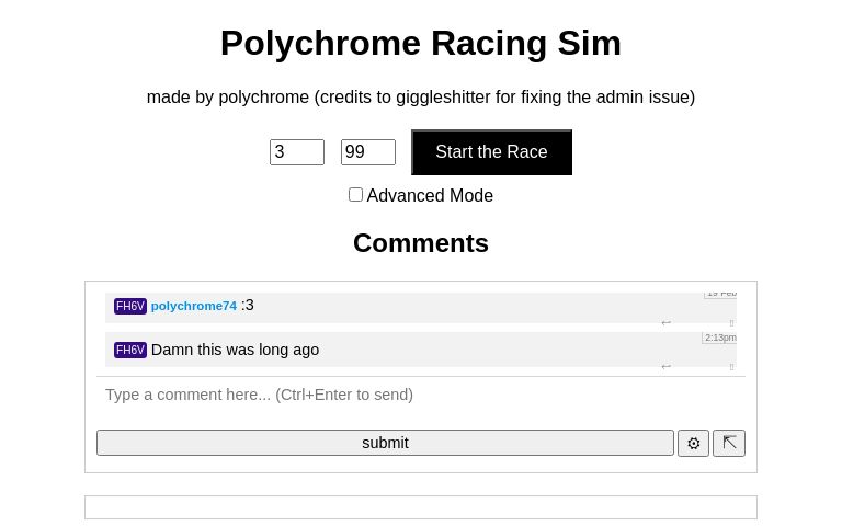 Polychrome Racing Sim ― Perchance Generator