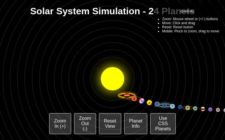 Solar System Simulation - 24 Planets ― Perchance Generator