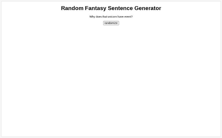 Random Fantasy Sentence Generator