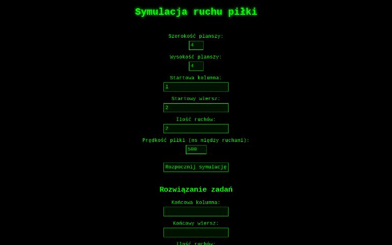 Symulacja ruchu piłki ― Perchance Generator