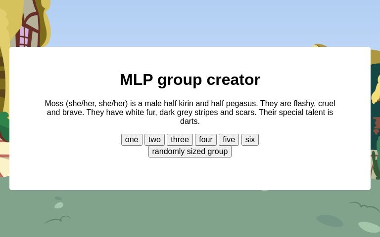 MLP group creator ― Perchance Generator