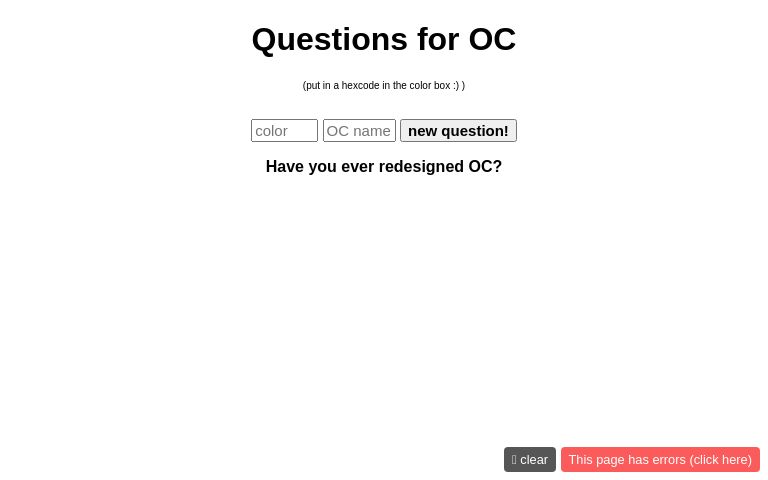 OC Questions ― Perchance Generator