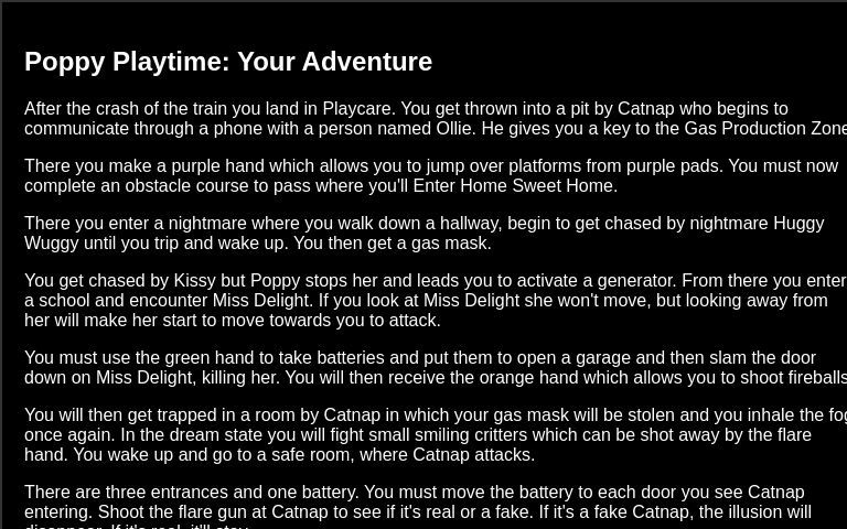 Poppy Playtime: Your Adventure ― Perchance Generator