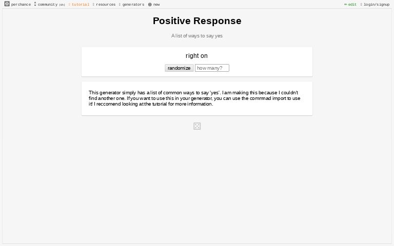 Positive Response ― Perchance Generator