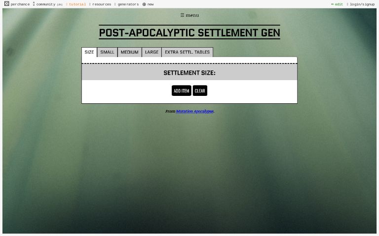 Post-Apocalyptic Settlement Gen ― Perchance Generator