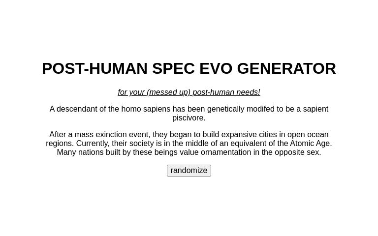 POST-HUMAN SPEC EVO GENERATOR
