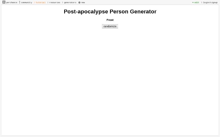 Post-apocalypse Person Generator