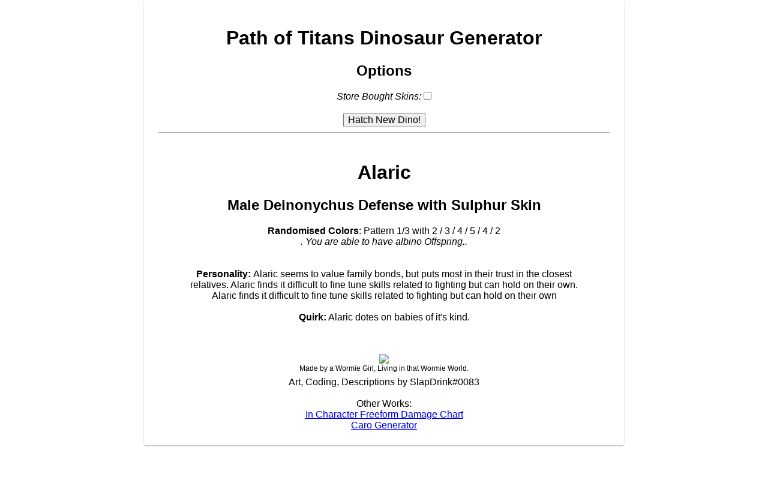 Path of Titans Dinosaur Generator