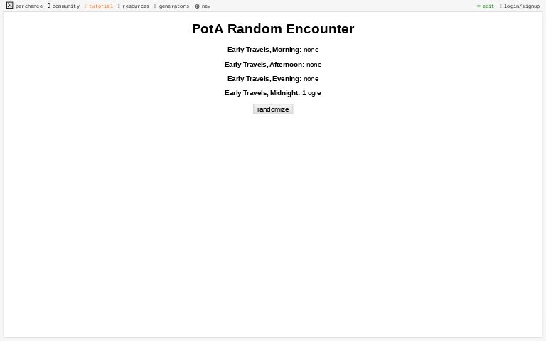 PotA Random Encounter ― Perchance Generator