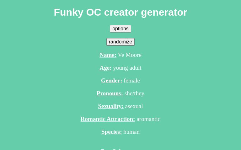 Funky OC creator ― Perchance Generator