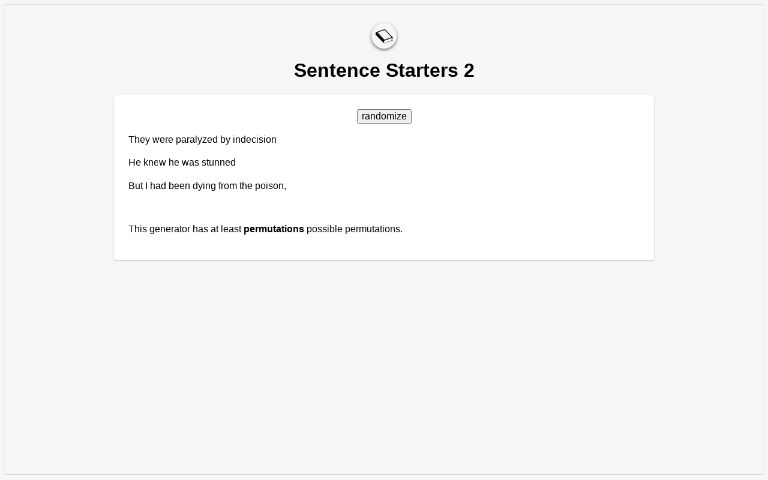 Sentence Starters 2 ― Perchance Generator