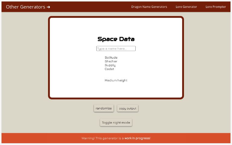 Space Data ― Perchance Generator
