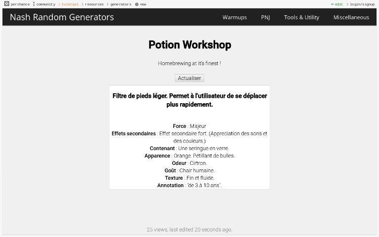 Potion Workshop ― Perchance Generator