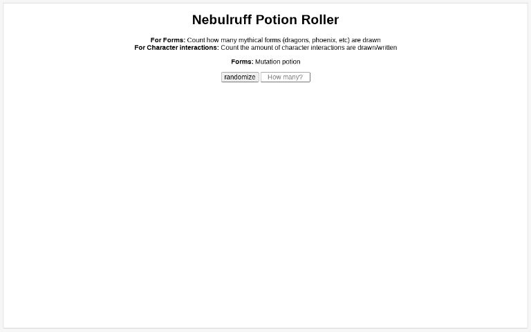Nebulruff Potion Roller ― Perchance Generator