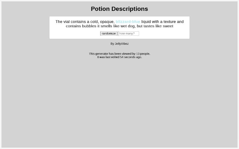 Potion Descriptions ― Perchance Generator