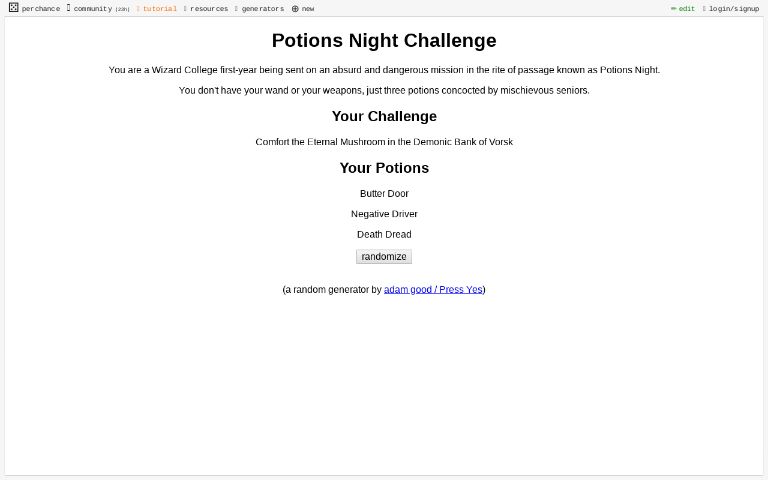 Potions Night Challenge ― Perchance Generator