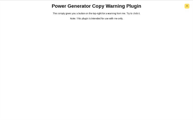 Power Generator Copy Warning Plugin