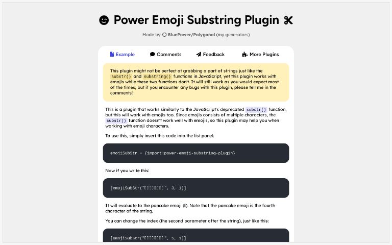 Power Emoji Substring Plugin