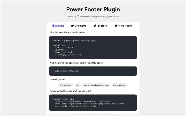 Power Footer Plugin
