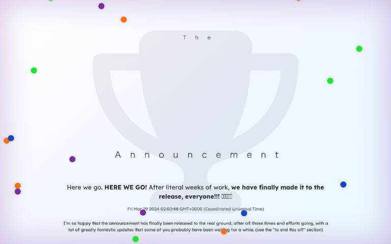 The Grand Milestone Announcement ― Perchance Generator