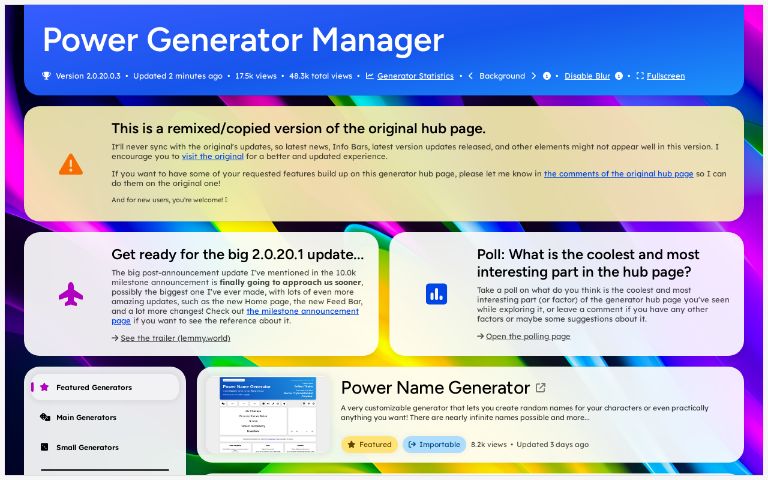 Power Generator Manager (original)